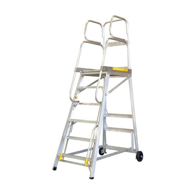 Stockmaster 3 Steps Tracker Mobile Platform Ladder - 150Kg Rated